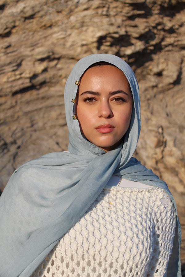 Powder Blue Scarf - Diamanté Scarves