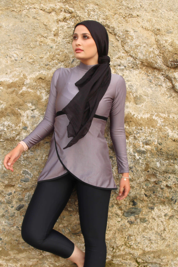 Gray Swim Set - Diamanté Scarves